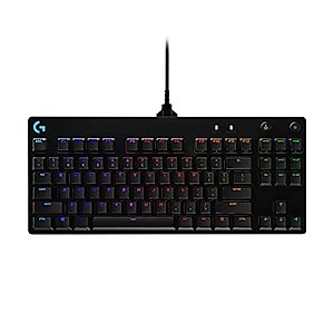 Logitech G PRO Mechanical Gaming Keyboard, Ultra Portable Tenkeyless Design, Detachable Micro USB Cable, 16.8 Million Color LIGHTSYNC RGB backlit keys (Renewed)