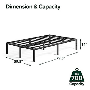 ZINUS Yelena 14 Inch Metal Platform Bed Frame / Steel Slat Support / No Box Spring Needed / Easy Assembly, Queen