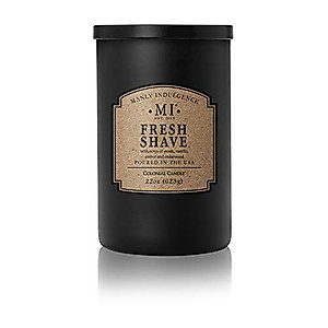 Manly Indulgence Fresh Shave Jar Candle 22 oz - Musk, Vanilla & Bergamot - Woodsy Amber & Cedarwood - Up to 120 Hours Burn - Soy Blend Wax, USA Poured