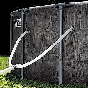 Intex Greywood Prism Frame 12' x 30" Round Above Ground Outdoor Swimming Pool with 530 GPH Filter Pump, Grey Woodgrain Design