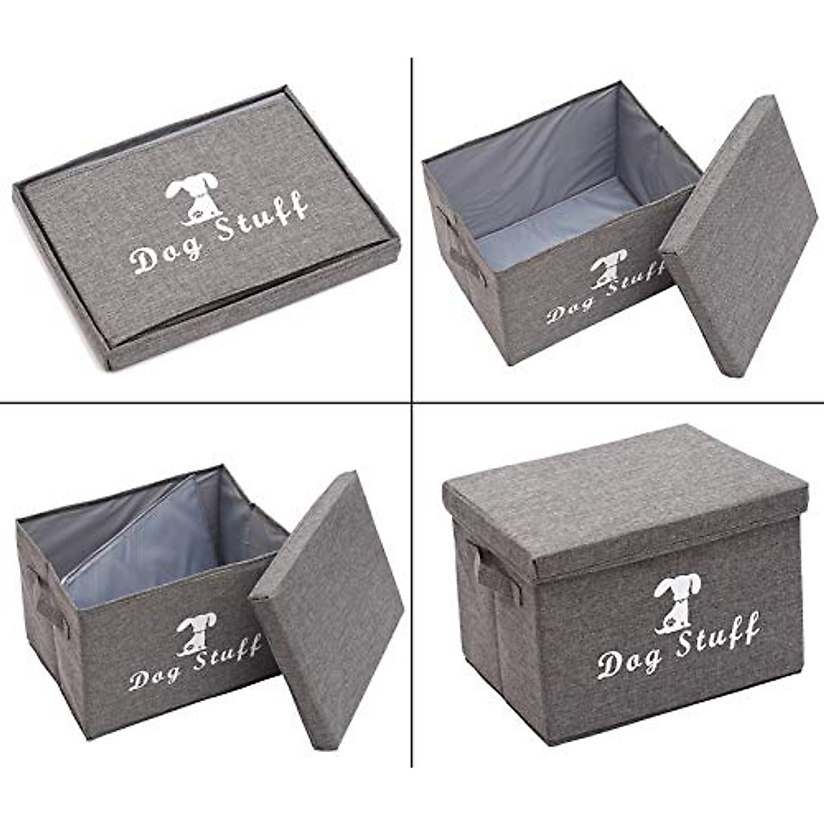 Geyecete Linen Storage Basket Bin Chest Organizer - Perfect for Organizing Dog Apparel & Accessories Storage, Dog Shirts, Dog Coats, Dog Toys, Dog Clothing, Dog Dresses, Gift Baskets - Gray