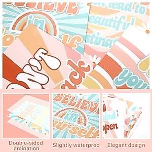 ZOIIWA 12 Retro Groovy Classroom Decorations Posters Groovy Hippie Bulletin Board Set Back to School Retro Growth Mindset Poster for Kids Classroom Homeschool Kindergarten Wall Art Unframed (8×10)