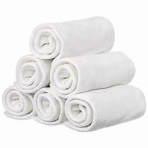 6 Pack Rayon Microfiber Inserts Liners for Adults Cloth Diapers for Incontinence Care, 4-Layer Washable Reusable Large Absorbent (White, 6 Pack)