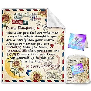 Bonsai Tree Daughter Blanket from Mom, to My Dear Daughter Airmail Soft Throw Blanket Gifts for Women Girls Adult, Personalized Family Love Flannel Fleece Blanket for Couch Living Room, 50x60 Inches