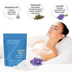 SleepWell Magnesium Chloride Flakes 3lb – Absorbs Better Than Epsom Salt - Unique & Natural Full Bath Soak Formula for Healthy Relaxation - with Cedarwood & Lavender