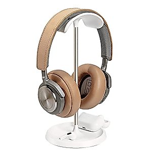 Headphone Stand, Curved Headset Stand with Storage Tray, Heavy Base Gaming Headset Holder for AirPods Max, AirPods, AirPods Pro, Beats, Bose, Sennheiser, Sony and More (White)