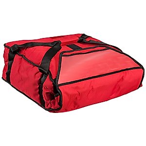 Polar Tech 810 RED Nylon Fabric Jumbo Thermo Insulated Pizza Carrier, 20" Length x 19-1/2" Width x 7-1/2" Depth, Red