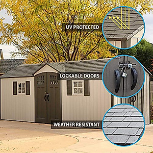 Lifetime 60127 20 x 8 Ft. Outdoor Storage Shed, Desert Sand