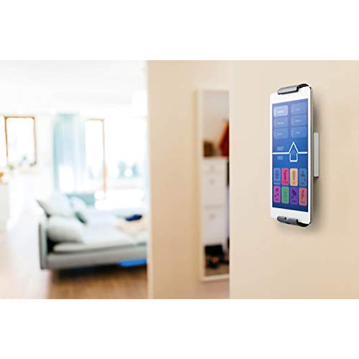 Durable Wall-Mounted Tablet Holder, Silver/Charcoal Gray