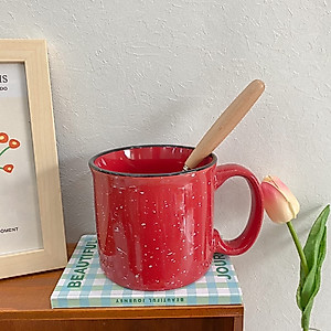 Lyellfe Set of 6 Ceramic Coffee Mugs, 15 Oz Campfire Camping Mugs, Speckled Camper Mug for Tea, Coffee and Hot Chocolate, Campfire Gift Mugs for Camper Lovers and Friends, 6 Colors