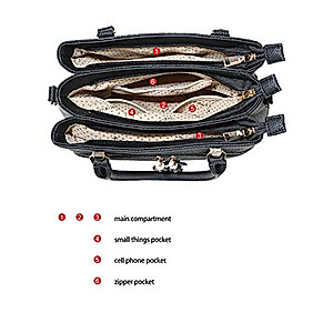 KKXIU Triple Compartment Purses and Handbags for Women Top Handle Satchel Shoulder Ladies Bags with Tassel (D-BLACK)