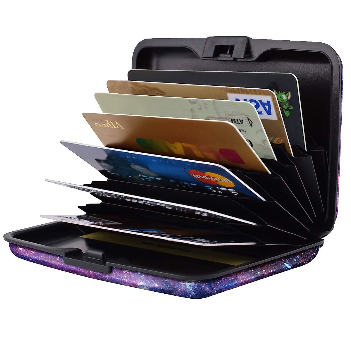 Coco Rossi Mini Credit Card Holder for Women,RFID Blocking Slim Hard Card Case ID Case Travel Wallet Nebula