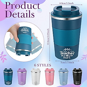 Pickmesh 6 Pcs Teacher Gift Cup Bulk Teacher Appreciation Tumbler Insulated Coffee Mug 12oz with Lids for Preschool Daycare High School Coworker Nurse Birthday Graduation Gift