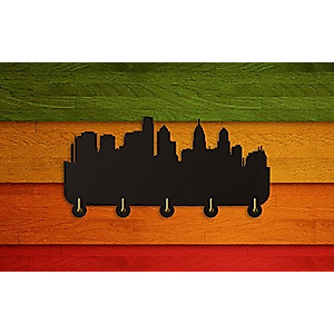The Geeky Days America Philadelphia Skyline Tourist Attraction Modern Decor Wall Hooks Clothes Coat Robe Hooks Towel Hooks Keys Holder Bedroom Bathroom Hanger