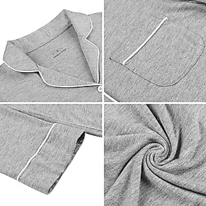 Senert Pajamas Set Short Sleeve Sleepwear Womens Button Down Nightwear Soft Pj Lounge Sets Light Grey, Large