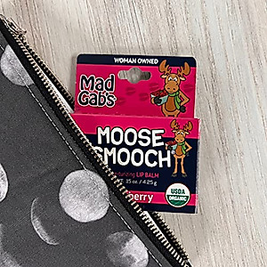 Mad Gab's Moose Smooch Raspberry Lip Balm, Mother's Day Gift, Moisturizing and Certified Organic, Made with Organic Olive Oil and Beeswax, 3 pack Gift Set