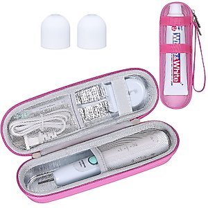 khanka Hard Electric Toothbrush Travel Case with 2 Pack Toothpaste Cap, Compatible with Philips Sonicare ProtectiveClean 4100 5100 5300 6100 6500, Holds Oral-B Pro 1000 3000 5000 6000 (Pink)