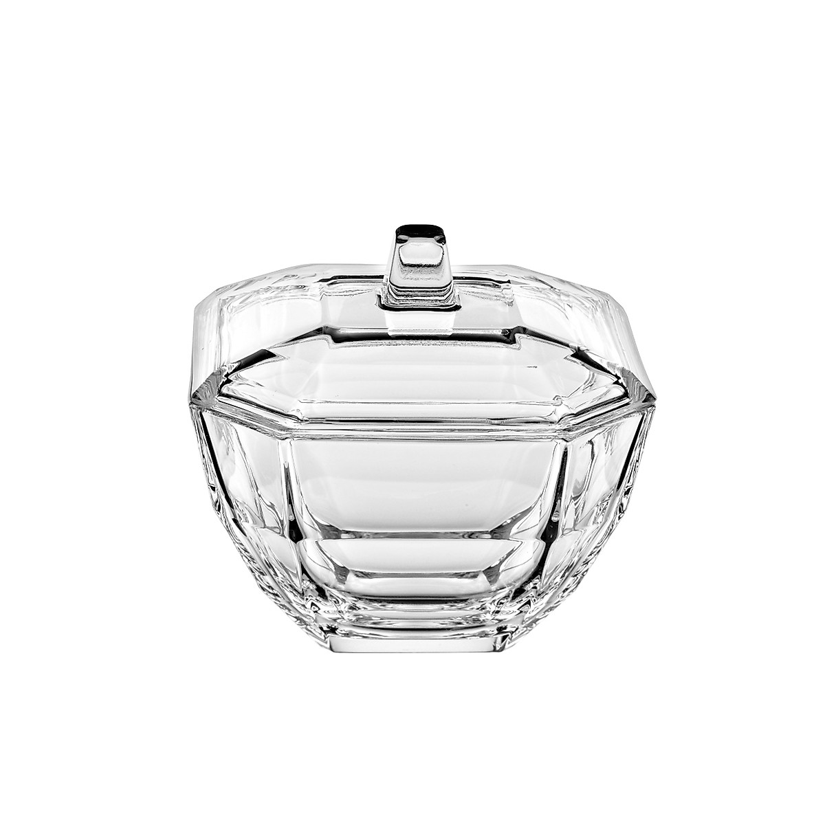 Barski - European Glass - Octagon - Covered Candy - Nut- Chocolate - Jewelry Box - 4.3" Diameter - Made in Europe
