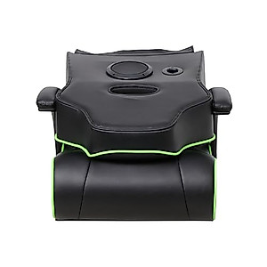 X Rocker Limewire Floor Gaming Chair - Headrest Mounted Speakers - 2.1 Bluetooth - Recliner with Padded Armrests - Black with Green