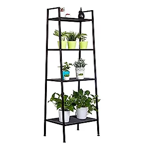 Ynredee Widen 4 Tiers Bookshelf,Ladder Shelf for Plant Flower Stand, Multipurpose Organizer Rack for Home, Office, Living Room (Black)