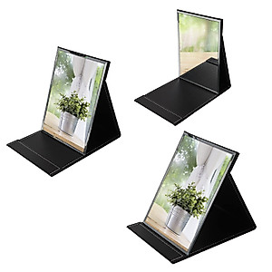 Amazon Brand - Pinzon Folding Portable Makeup Mirror Vanity Desk Standing for Travel Tabletop, Rectangular, 9.4" L x 6.8" W