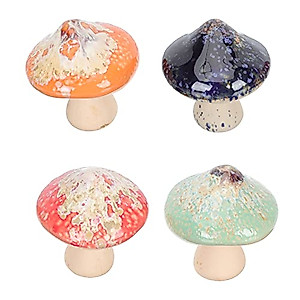 4Pcs Ceramic Mushrooms for Garden, Miniatures Mushroom Decor Mini Mushroom Garden Decor Mushroom Statue for Plant Pots Micro Landscape Dollhouse Decor