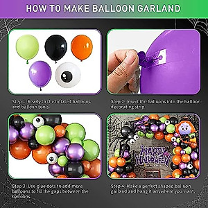 Halloween Balloons Arch Garland Kit 107Pcs, Black Orange Pink White Halloween Balloons BOO Metallic Balloons, Cute Cartoon Bat Balloons Bat Stickers for Birthday Halloween Party Decoration Supplies