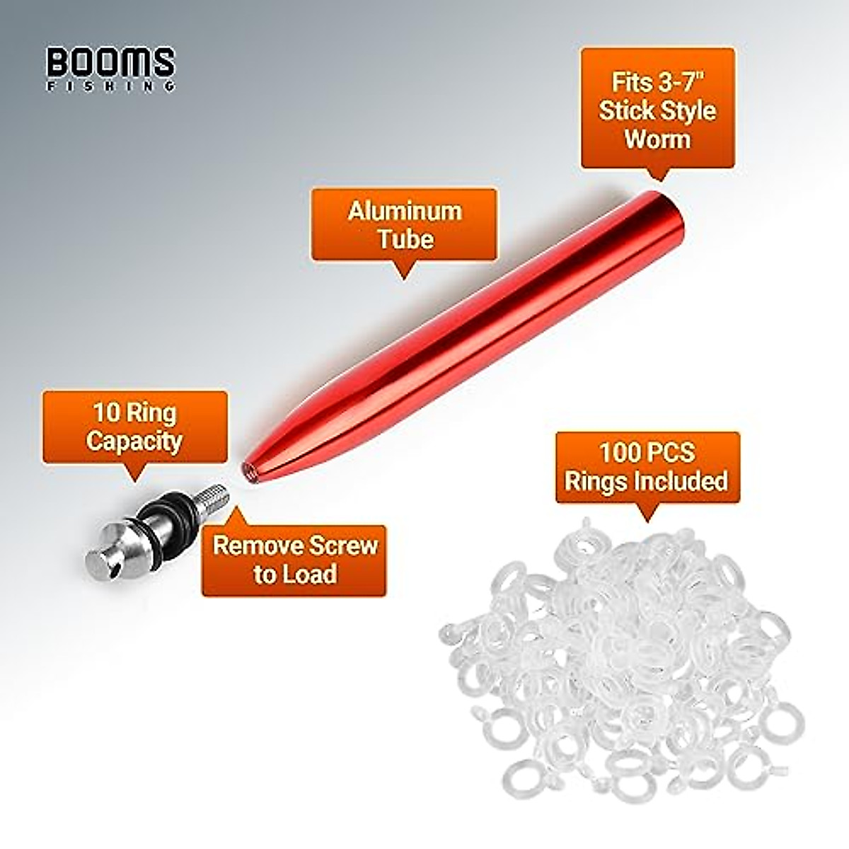 Booms Fishing WR1 Wacky Rig Tool with 110pcs O-Rings for Worms