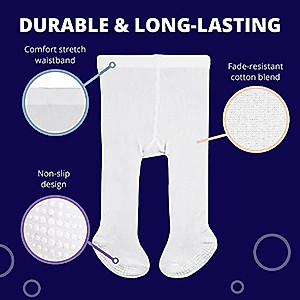 LA ACTIVE Baby Girl Tights Warm Cotton Leggings Tights, Non-Skid Seamless Cable Knit Stockings for 0 Months-3 Months Infant Toddler, Pink & White & Black-3 Pairs