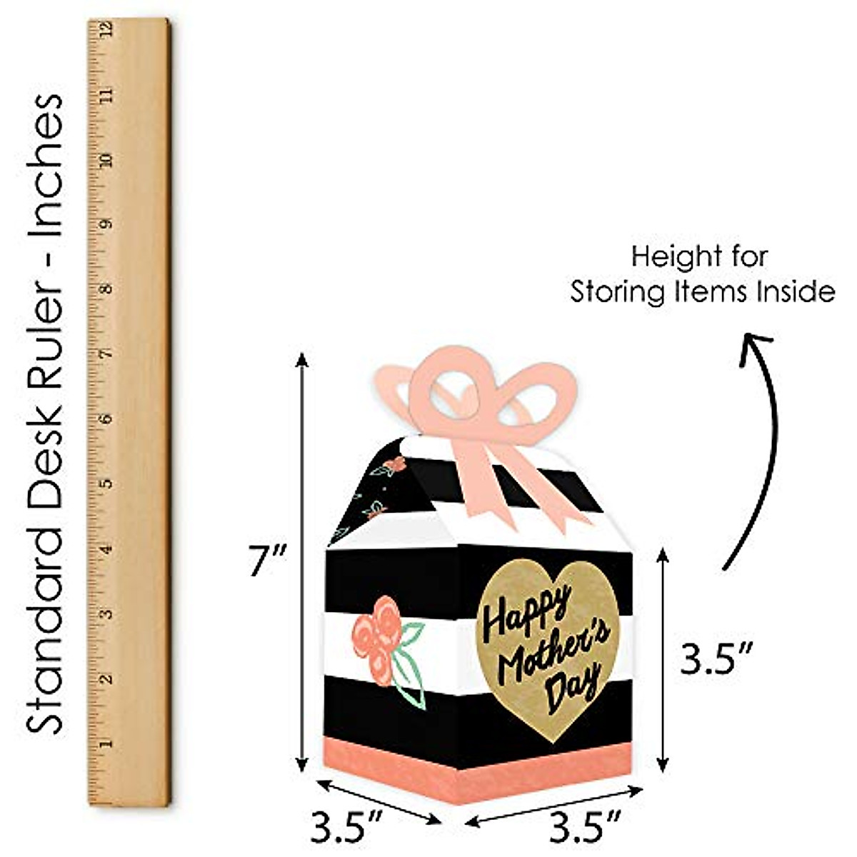 Big Dot of Happiness Best Mom Ever - Square Favor Gift Boxes - Mother’s Day Party Bow Boxes - Set of 12