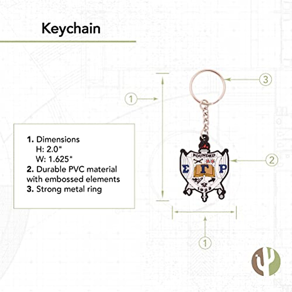 Desert Cactus Sigma Gamma Rho Keychain PVC Material Decorative Keychain Sigma (PVC Keychain - Crest)