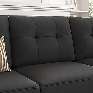 HONBAY Reversible Sectional Sofa L-Shape Sofa Convertible Couch 4-Seater Sofas Sectional for Apartment Deep Grey