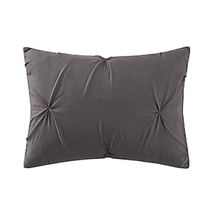 SHARPER IMAGE 9-Piece Grey Down Alternative Pintuck Bed in a Bag Set, Queen