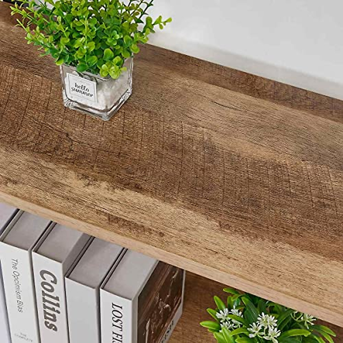 BON AUGURE Industrial 4 Tier Bookshelf, Modern Open Etagere Bookcase, Heavy Duty Book Shelves, Wood Metal Shelving Unit for Living Room, Bedroom and Office (Vintage Oak)