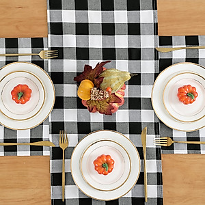 Black and White Plaid Table Runner 2 Pieces 13 x 108 Inch Buffalo Check Table Runner Wedding Table Runner Christmas Party Outdoor Gathering Decorations