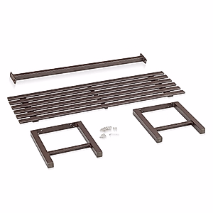 Mutaomay Outdoor Bench, Metal Weatherproof Front Porch Bench, 2-Person Porch Bench, Anti-Rust Outdoor Backless Bench for Park, Swimming Pool, and Yard, Light Weight with 350LBS Capacity (Dark Brown)