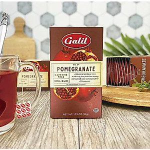 Galil Pomegranate Tea Pack of 3 – Caffeine-Free Herbal Tea, Certified Kosher Tea – Non-GMO Fruit Teabags 20 Count, 60 Tea Sachets Total (Pack of 3)