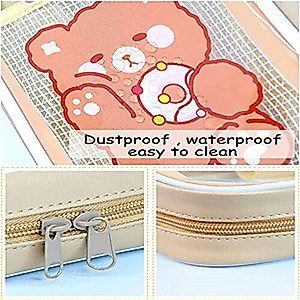 KDGENG Clear Large Pencil Case, Cute Aesthetic Pencil Case, Large Clear Pencil Case with Zipper, School Pencil Case, Pencil Case for Girls (Brown)