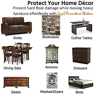 Liyic 20 Pack 3in.Square Felt Sliders for Hard Surfaces-Felt Furniture Sliders - Heavy Duty Sliders – Reusable Hardwood Floor Sliders -Furniture Moving Sliders-Sofa Sliders Gliders Glides Movers