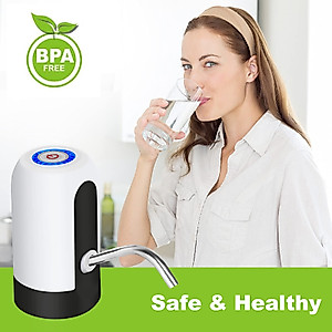 Calogy 5 Gallon Water Dispenser, Electric Drinking Water Pump with Rechargeable, Portable Automatic Water Bottle Pump for Camping Kitchen Home Office - White