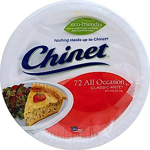 Chinet Classic White, Round All Occasion Fiber Plates, 8.75 Inch, 72 Count