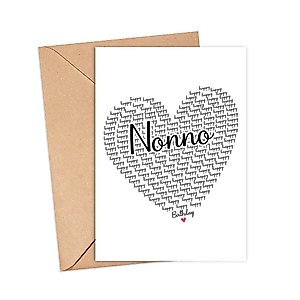 GavinsDesigns Happy Birthday Nonno Card - Cute Happy Birthday - Birthday Greeting Card - Sweet Birthday Card For Nonno - Anniversary-Thank You Card - Heart Happy Birthday Mom - I Love You Nonno Card