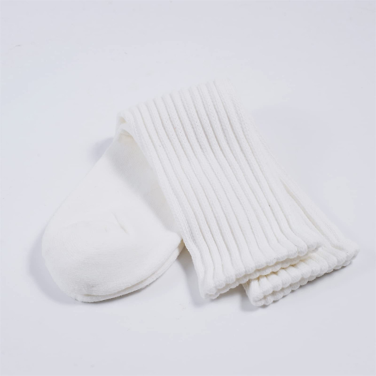 Intgoodluckycc White Slouch Scrunch Socks for Women, Slouch High Tube Socks Women (1 Pair - White)