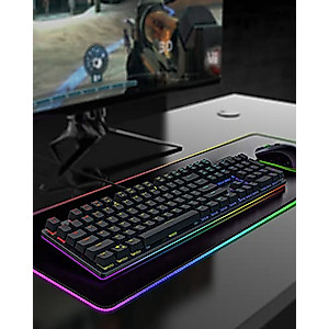 Black Shark Mechanical Gaming Keyboard Full 104-Keys All Metal Panel, LED RGB Backlit USB Wired Keyboard with Green Switch, Quiet Click Sound Mechanical Keyboard for Windows,Desktop,Computer,PC