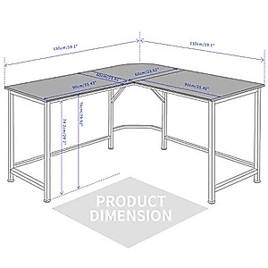 TOPSKY L-Shaped Desk Corner Computer Desk 59" x 59" with 24" Deep Workstation Bevel Edge Design (Walnut)