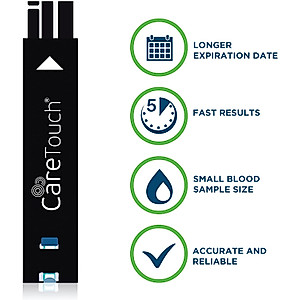 Care Touch Blood Glucose Test Strips for Diabetes I For Use with Care Touch Blood Sugar Monitor - 1 Box of 50 Diabetic Test Strips, 50 Count (Pack of 1)
