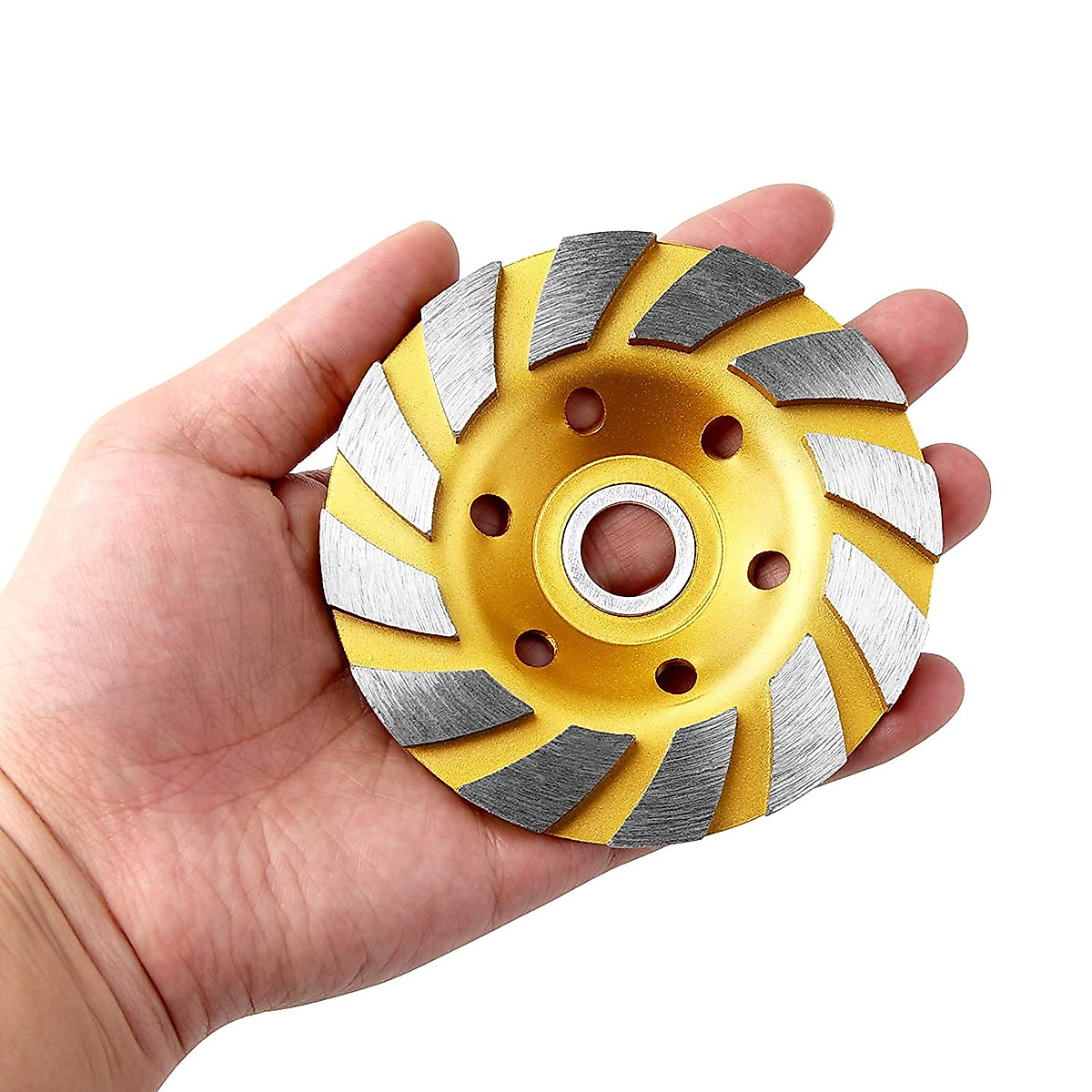 3 Pieces 4 Inch Concrete Stone Ceramic Turbo Diamond Grinding Cup Wheel,12 Segs Heavy Duty Angle Grinder Wheels for Angle Grinder (Yellow)