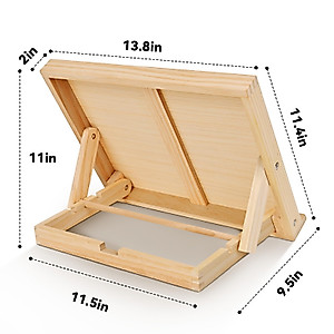 DRAWLEX Easel for Painting - Tabletop Easel Stand, Adjustable Angle Art Wooden Easels for Painting, Canvases, Books, Artwork Displays Etc