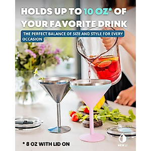 Hemli Insulated Martini Tumbler with Lid, Outdoor Martini Glass, Unbreakable Martini Tumbler, Stainless Steel - 8 oz