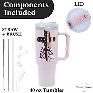 40oz Inspirational & Encouraging Christian Tumbler, Child of God Stainless Steel Coffee Cup, Insulated Bible Verse Travel Cup with Handle Straw, Laser Engraved Religious Gifts for Baptisms & Birthdays